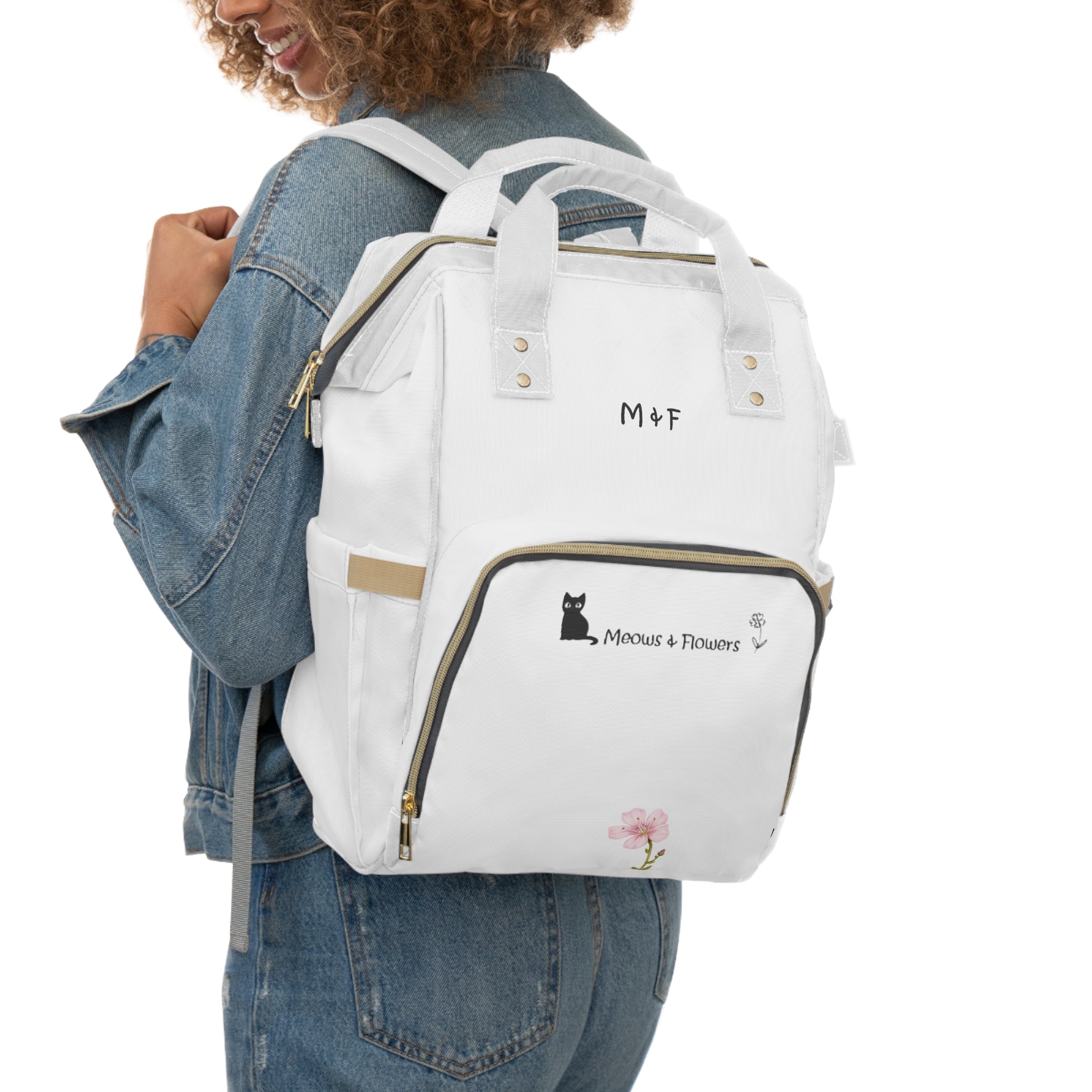 Multifunctional Backpack (Pink Flower) – Meows & Flowers.